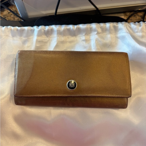 Loewe | Bags | Loewe Long Wallet Anagram Flap Leather Gloss Gold | Poshmark